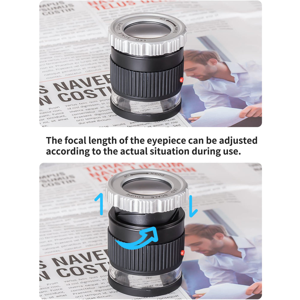 JARLINK 30X Jewelers Loupe, Adjustable Focal Length Magnifier with 3 L