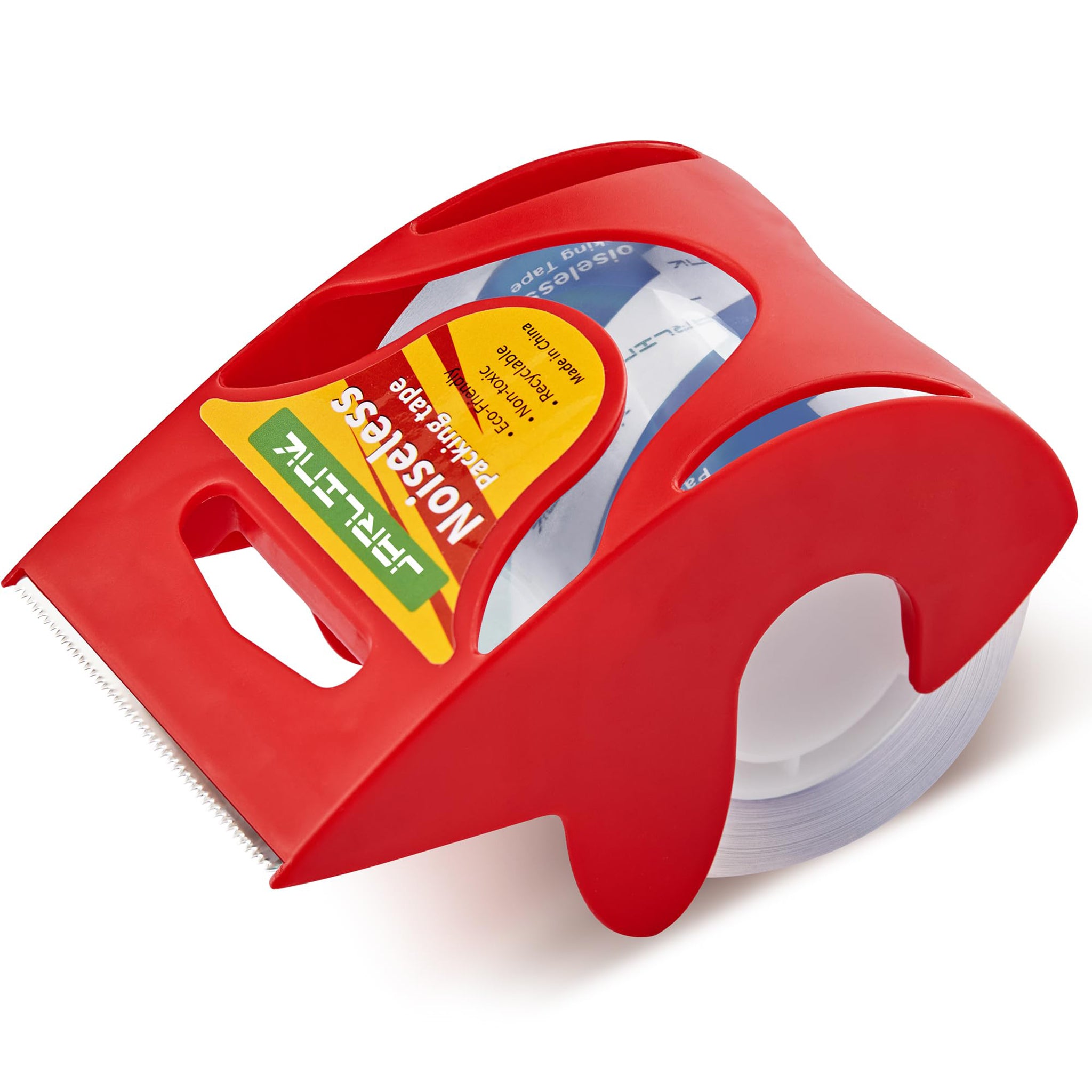 JARLINK Clear Noiseless Packing Tape with Dispenser, Quiet Packaging T